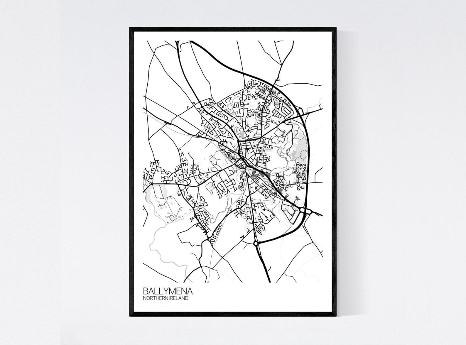 Ballymena City Map Art Print Many Styles 350gsm Art | Etsy