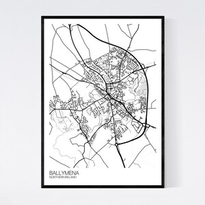 Ballymena City Map Art Print Many Styles 350gsm Art Quality Paper Fast ...