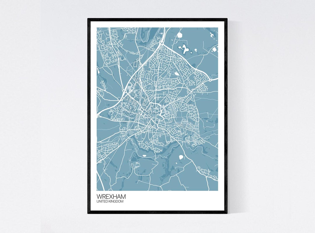 Wrexham, Wales City Map Art Print - Many Styles - 350gsm Art Quality ...