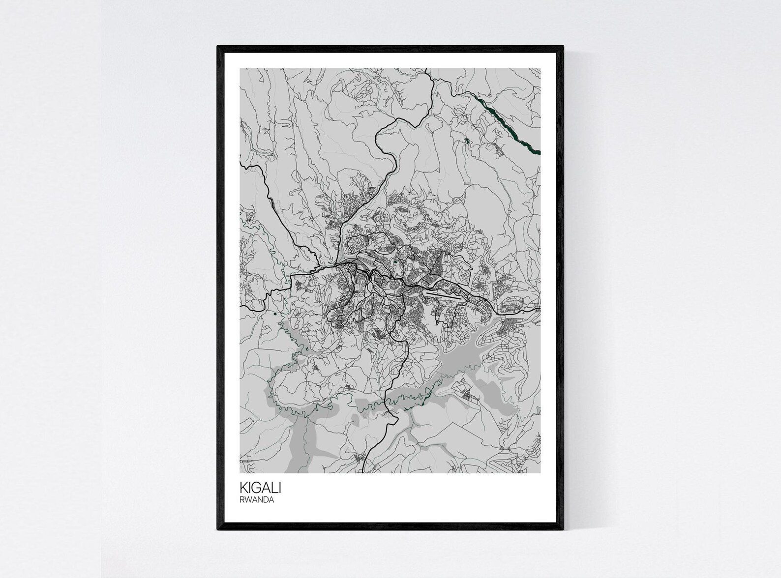 Kigali Rwanda Map Art Print Many Styles Art Quality Paper | Etsy