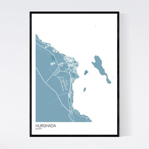 Hurghada, Egypt Map Art Print Many Styles Art Quality Paper Fast ...