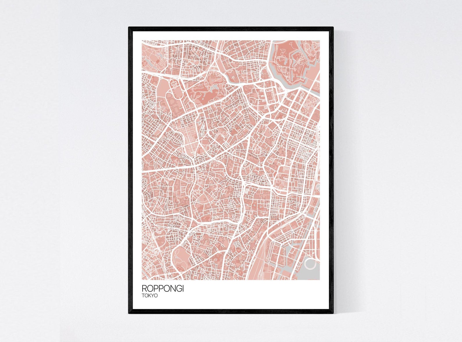 Roppongi Tokyo Map Print Many Colours Fast Delivery | Etsy