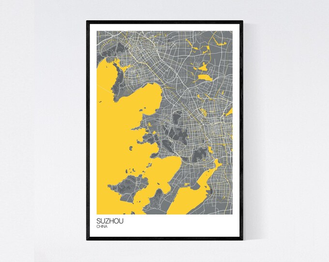 Suzhou, China Map Art Print - Many Styles - Art Quality Paper - Fast ...