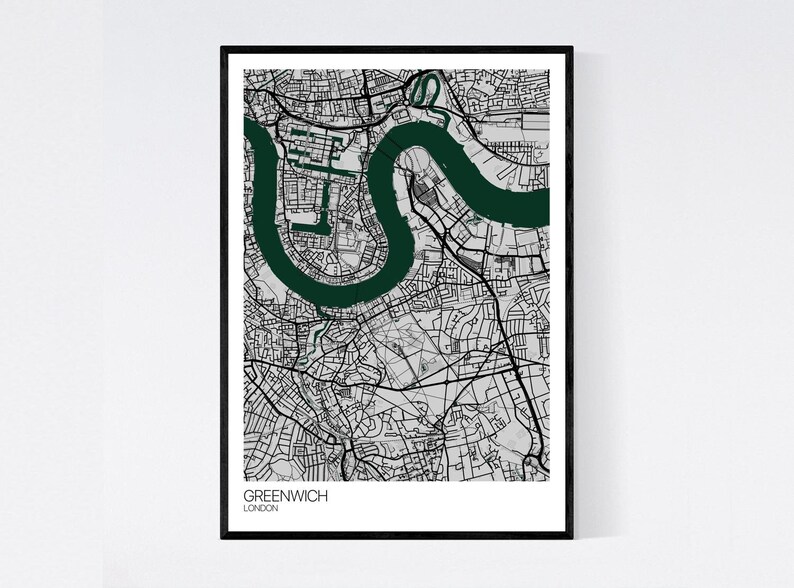 Greenwich London Map Art Print Many Colours 350gsm Art - Etsy