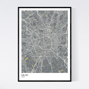 Milan, Italy Map Art Print Many Colours 350gsm Art Quality Paper Fast ...