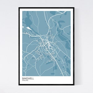 Bakewell, England Map Art Print Many Styles 350gsm Art Quality Paper ...