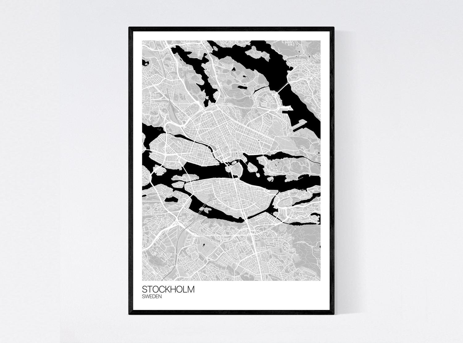 Stockholm Sweden Map Art Print Many Colours 350gsm Art | Etsy