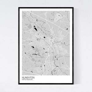 Nuneaton United Kingdom City Map Art Print Many Colours - Etsy