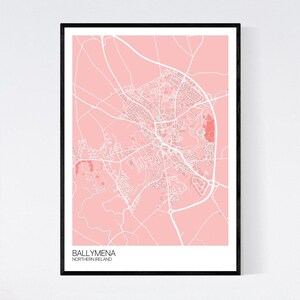 Ballymena City Map Art Print Many Styles 350gsm Art Quality Paper Fast ...