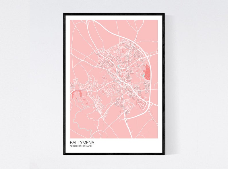 Ballymena City Map Art Print Many Styles 350gsm Art | Etsy
