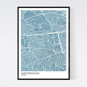 Shepherds Bush, London Map Art Print Many Colours 350gsm Art Quality ...