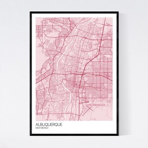 Albuquerque Map Print Many Colours Printed on Art Quality Paper Fast ...