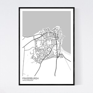 Fraserburgh, Scotland City Map Art Print Many Styles 350gsm Art Quality ...