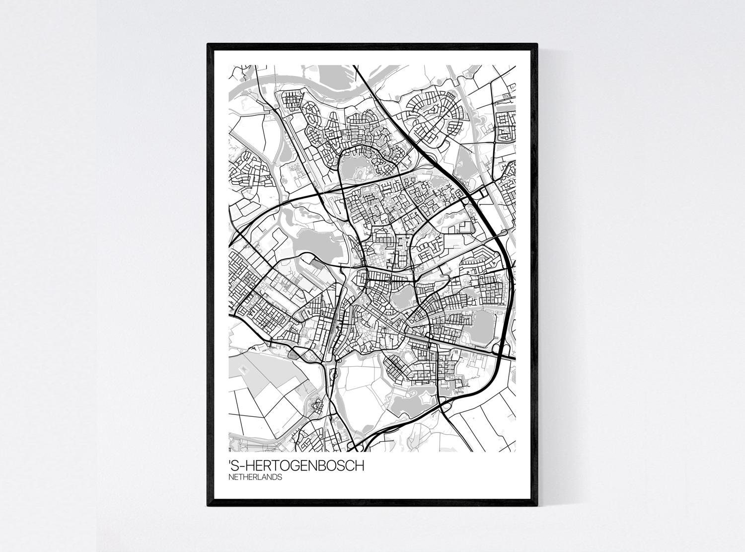 S-Hertogenbosch Den Bosch Netherlands Map Art Print Many | Etsy
