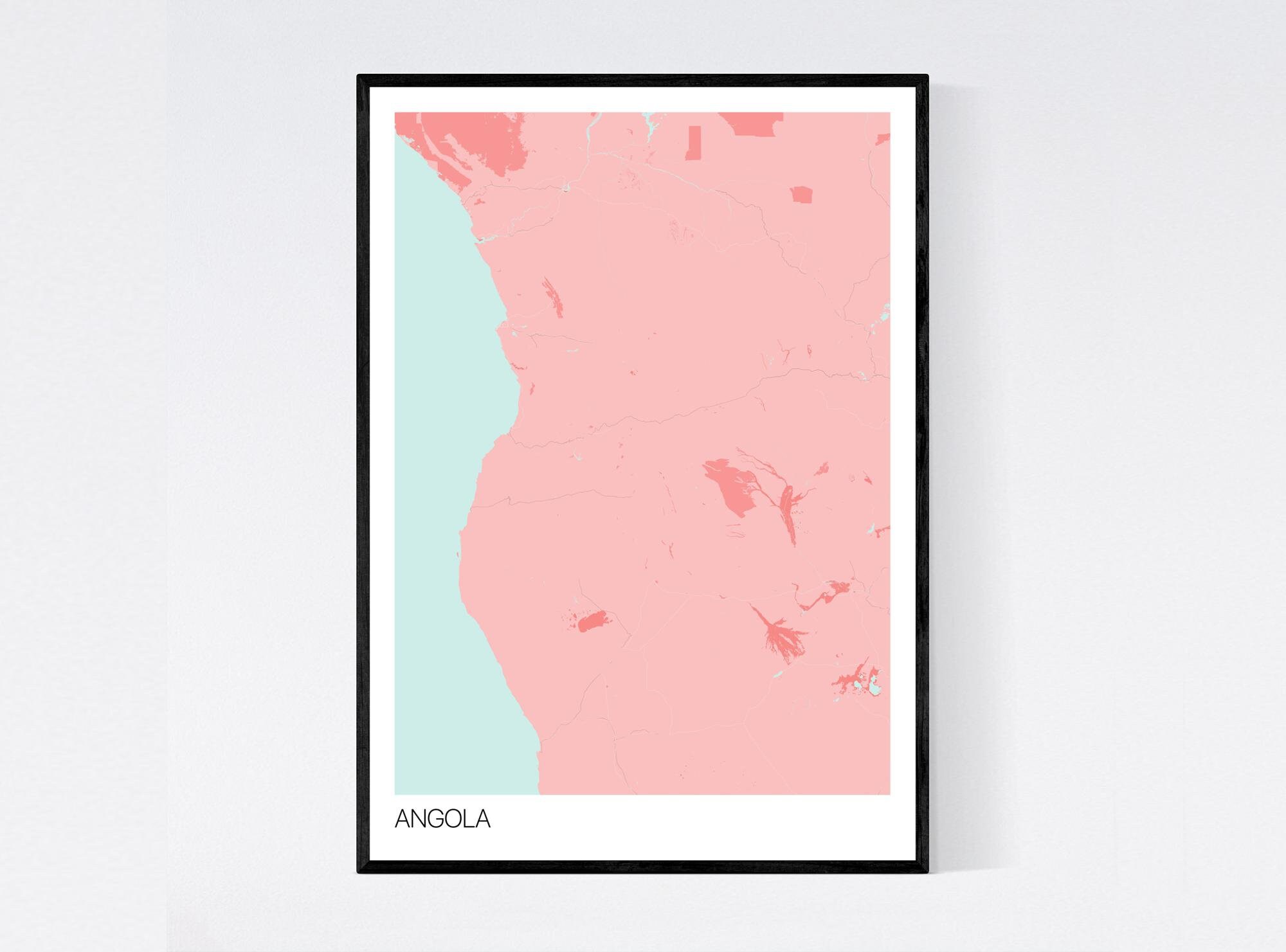 Angola Africa Map Art Print Many Styles Art Quality Paper | Etsy