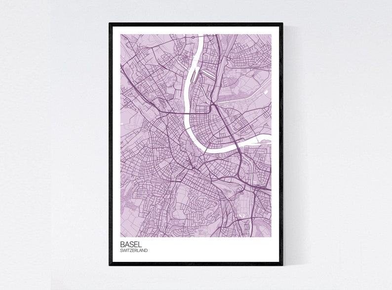 Basel Switzerland Map Art Print Many Colours 350gsm Art - Etsy