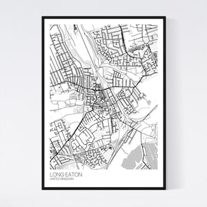 Long Eaton Map Print Many Colours 350gsm Art Quality Paper - Etsy