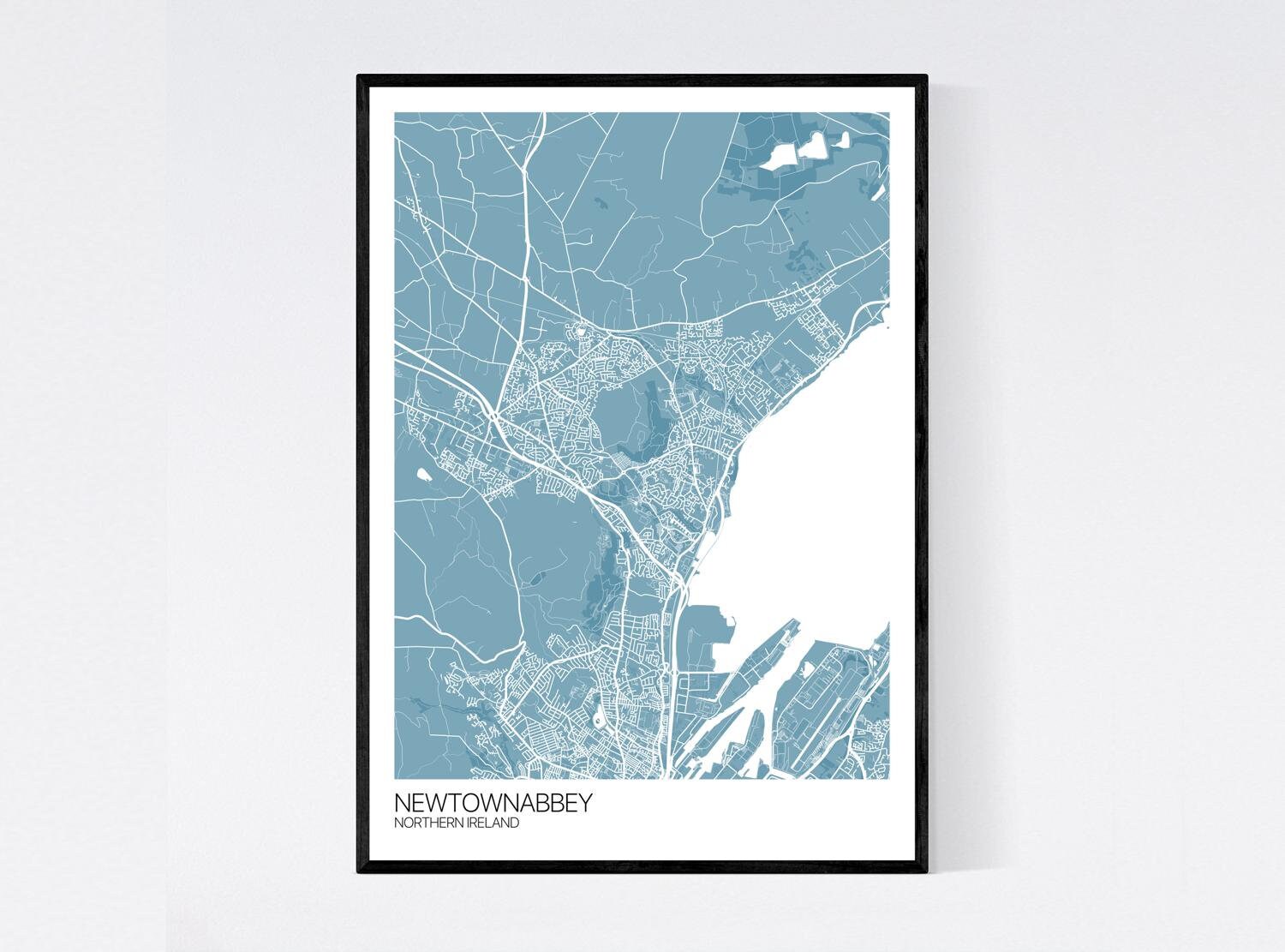 Newtownabbey NI City Map Art Print Many Styles 350gsm Art | Etsy