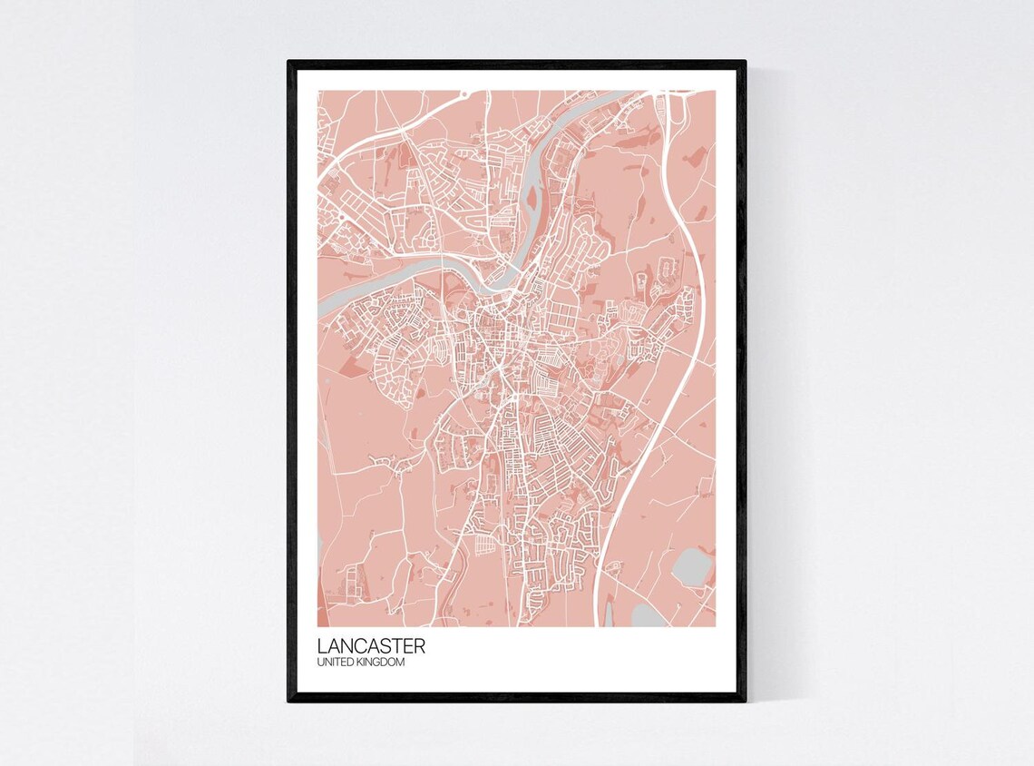 Lancaster United Kingdom Map Print Many Colours Fast | Etsy