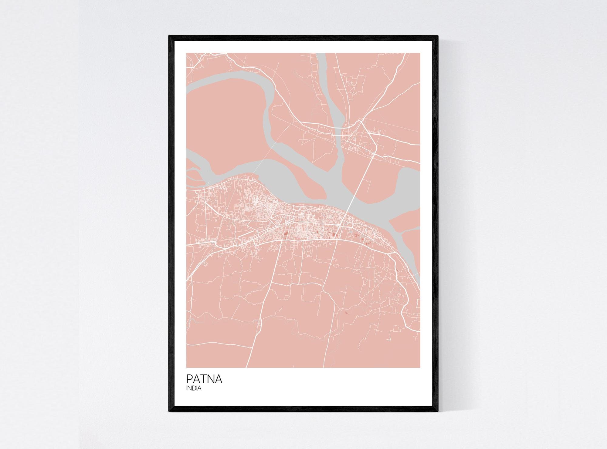 Patna India Map Art Print Many Styles Art Quality Paper | Etsy