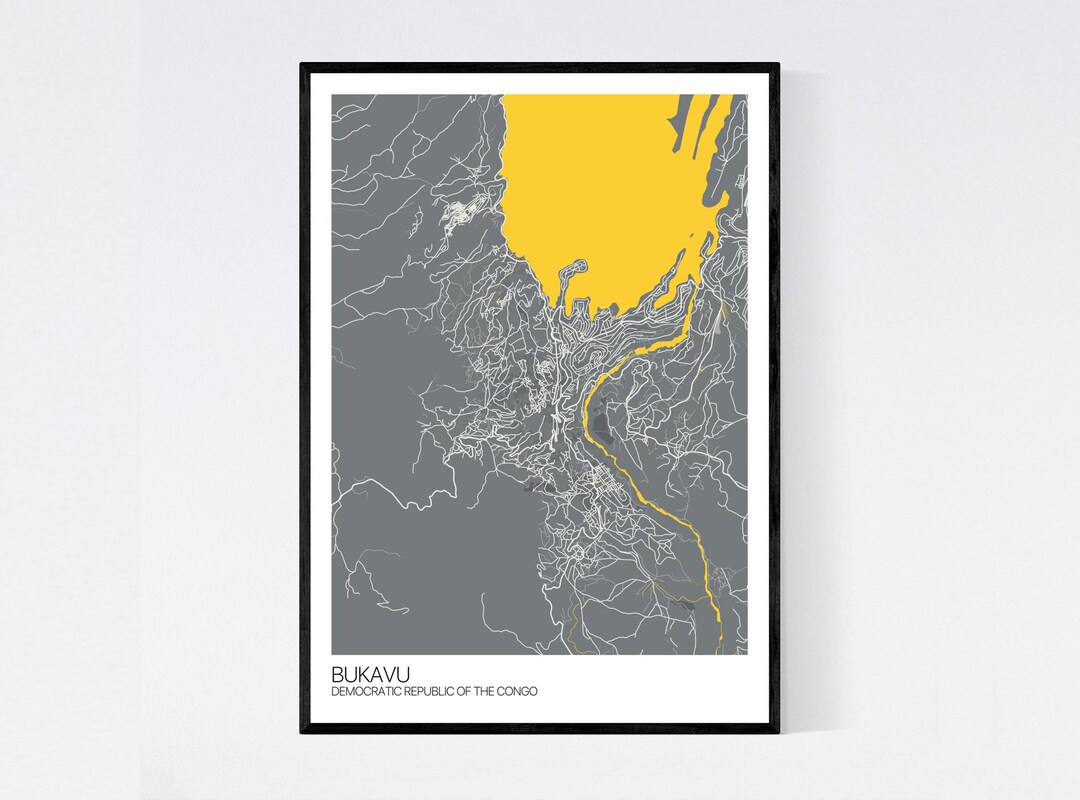 Bukavu, Congo Map Art Print Many Styles Art Quality Paper Fast Delivery ...