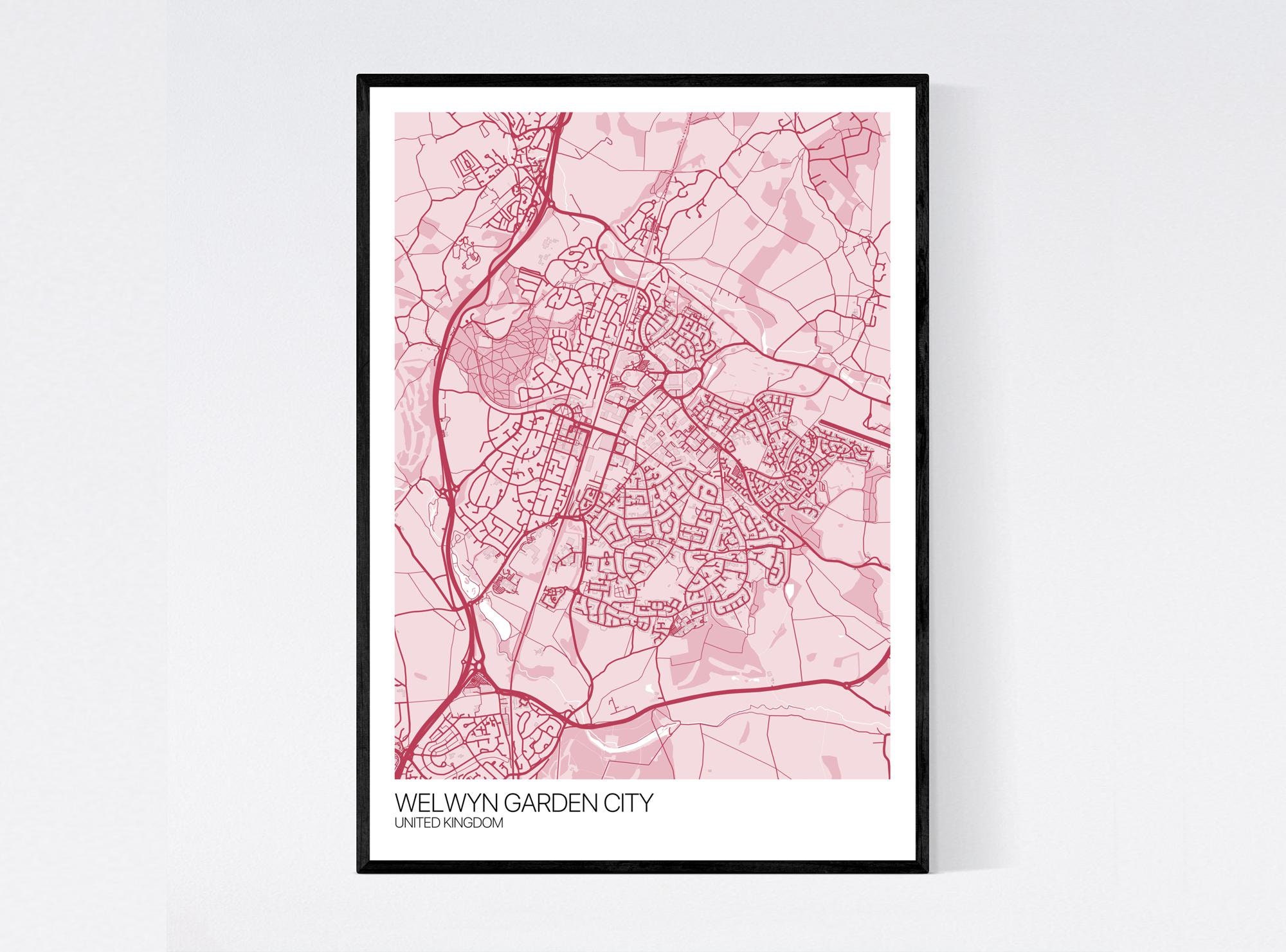 Welwyn Garden City Map Art Print Many Styles 350gsm Art - Etsy UK