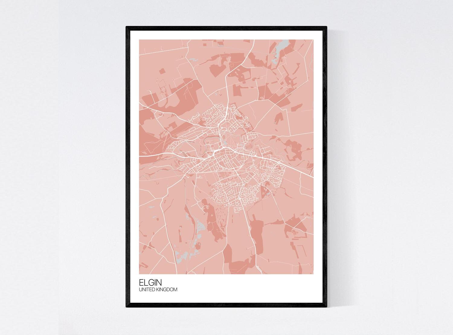 Elgin Scotland City Map Art Print Many Styles 350gsm Art | Etsy