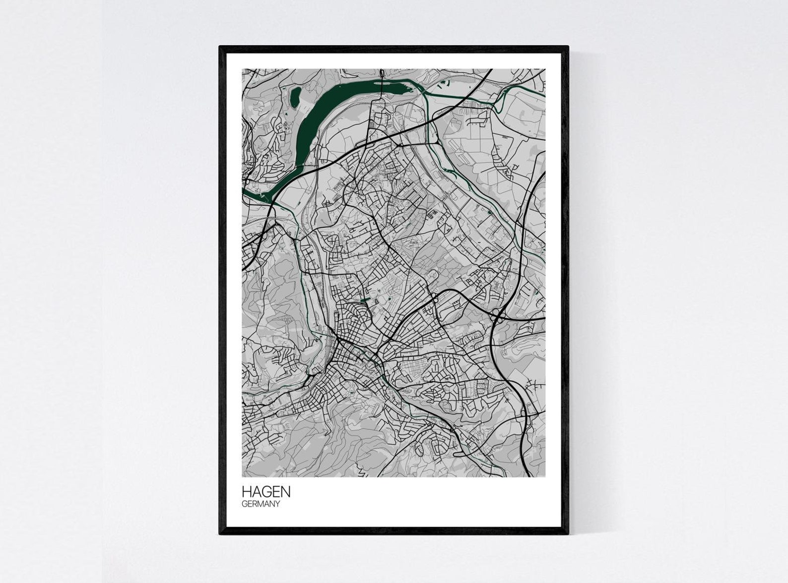 Hagen Germany City Map Print Many Colours Printed on Art - Etsy