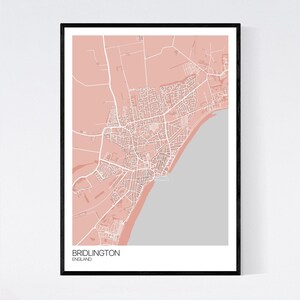 Bridlington, England Map Art Print Many Colours 350gsm Art Quality ...