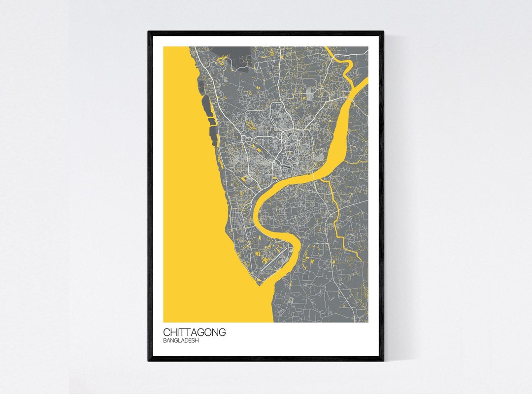 Chittagong, Bangladesh Map Art Print Many Styles Art Quality Paper Fast ...