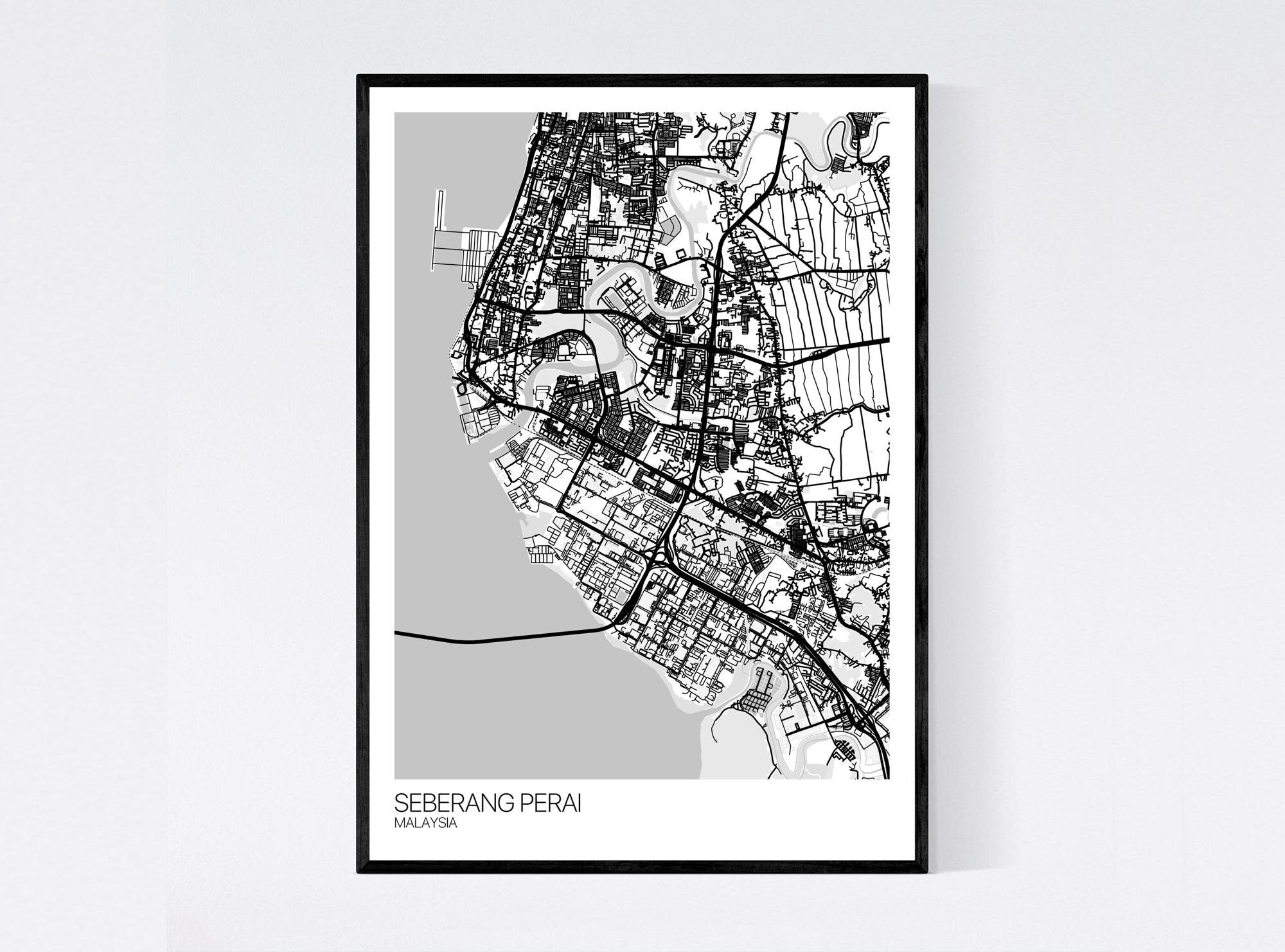 Seberang Perai Malaysia Map Art Print Many Styles Art | Etsy