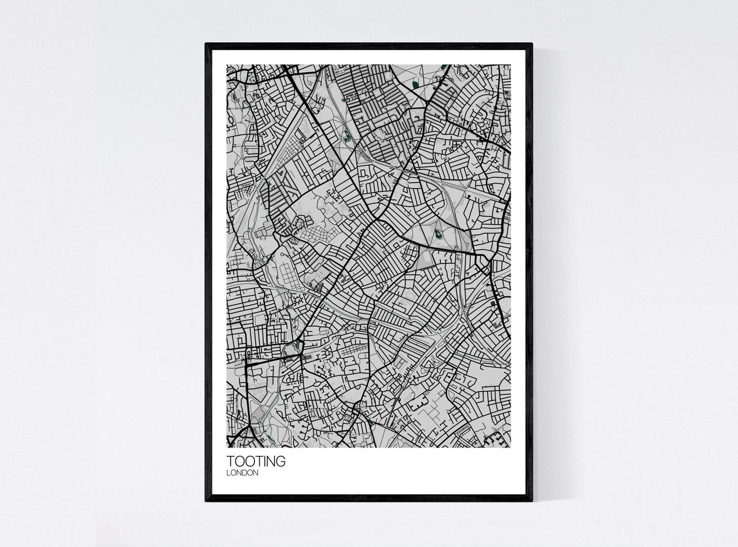 Tooting London Map Art Print Many Colours 350gsm Art - Etsy UK