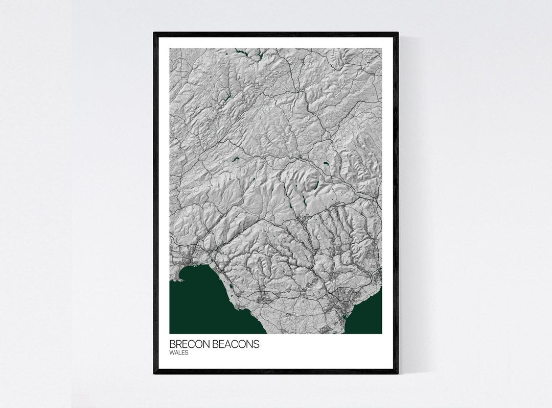 Brecon Beacons, Wales Topographic Map Print Many Colours Fast Delivery ...