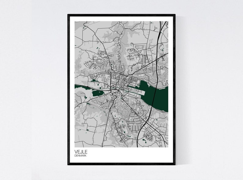 Vejle Denmark City Map Art Print Many Colours 350gsm Art | Etsy