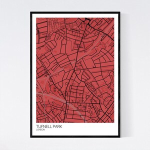 Tufnell Park, London Map Art Print Many Colours 350gsm Art Quality ...