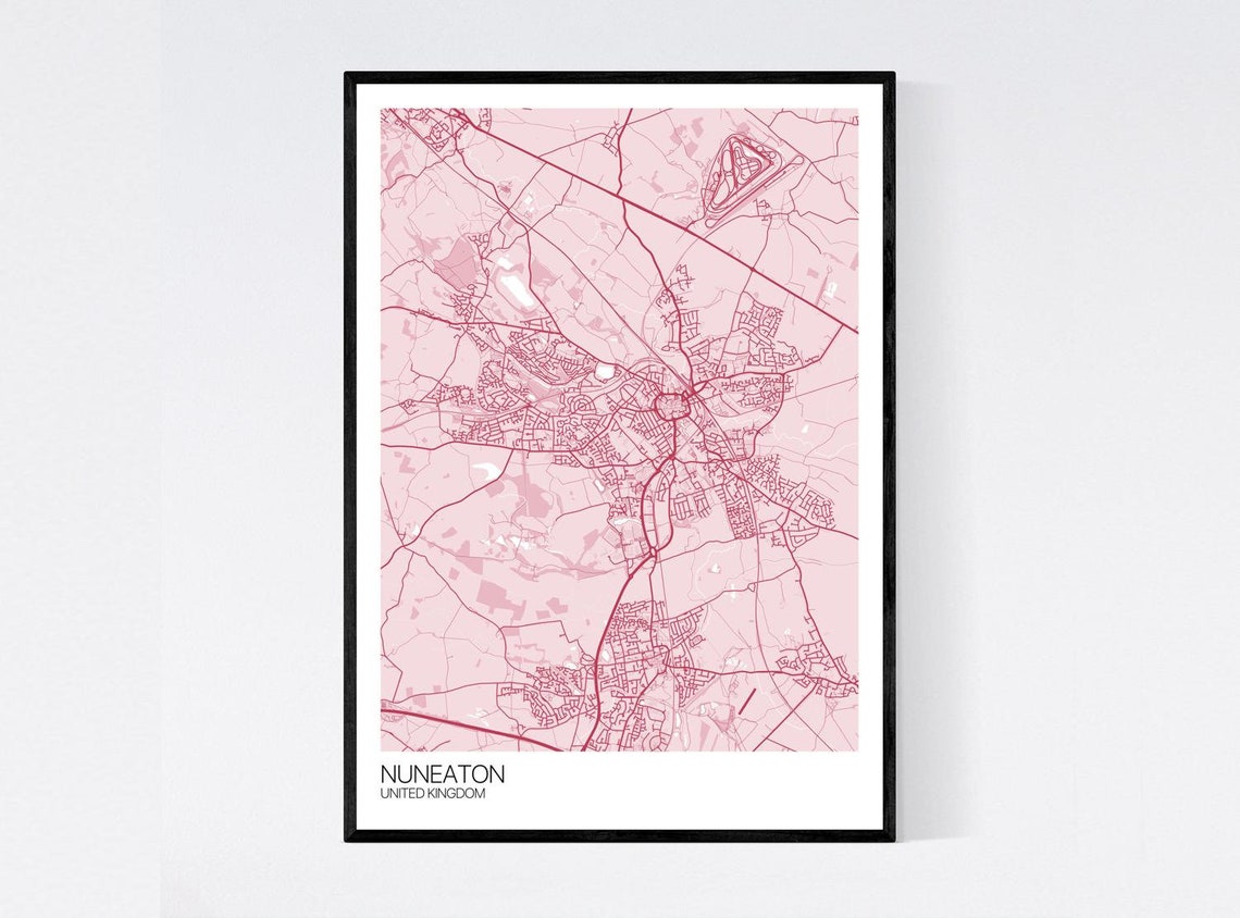 Nuneaton United Kingdom City Map Art Print Many Colours | Etsy