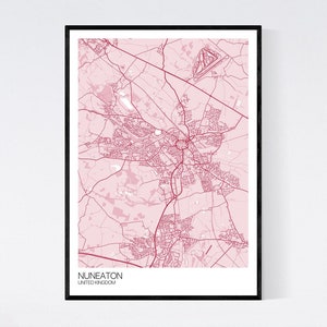 Nuneaton United Kingdom City Map Art Print Many Colours - Etsy