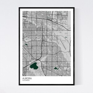 Aurora, Colorado Map Print Many Colours Printed on Art Quality Paper ...
