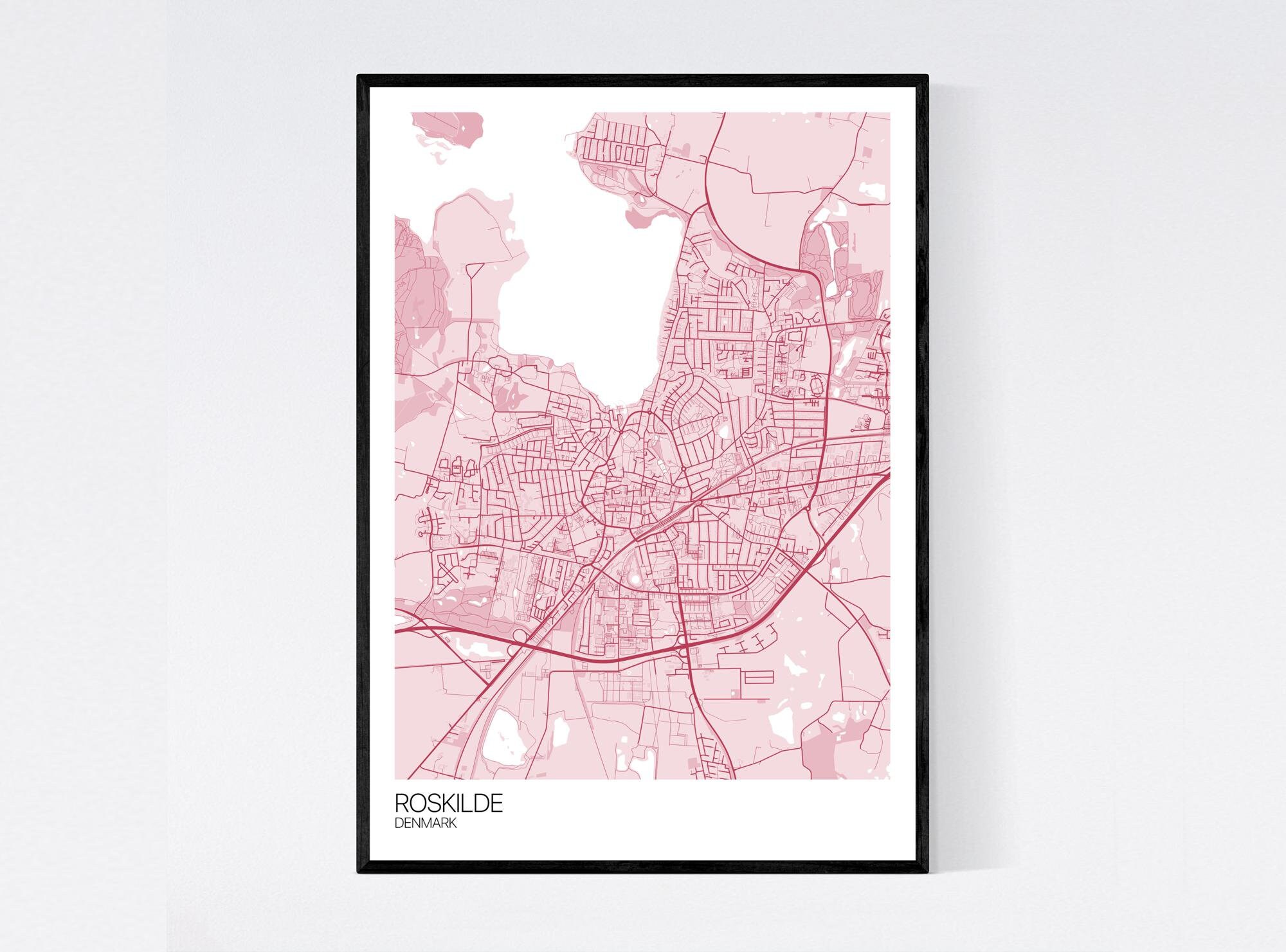 Roskilde Denmark City Map Art Print Many Colours 350gsm | Etsy