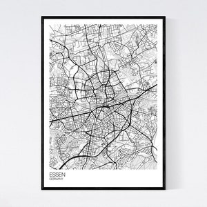 Essen, Germany City Map Print Many Colours Printed on Art Quality Paper ...