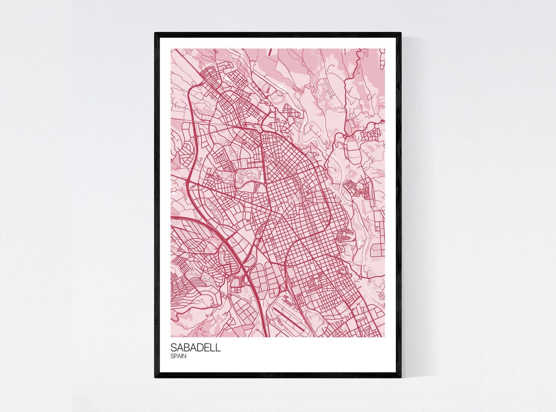 Sabadell Spain Map Art Print Many Colours Art Quality | Etsy