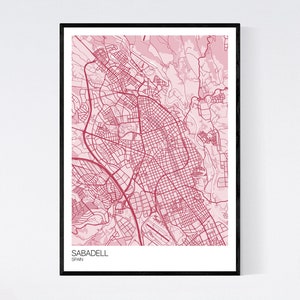 Sabadell Spain Map Art Print Many Colours Art Quality - Etsy