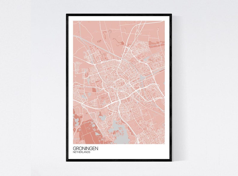 Groningen Netherlands Map Art Print Many Colours 350gsm | Etsy
