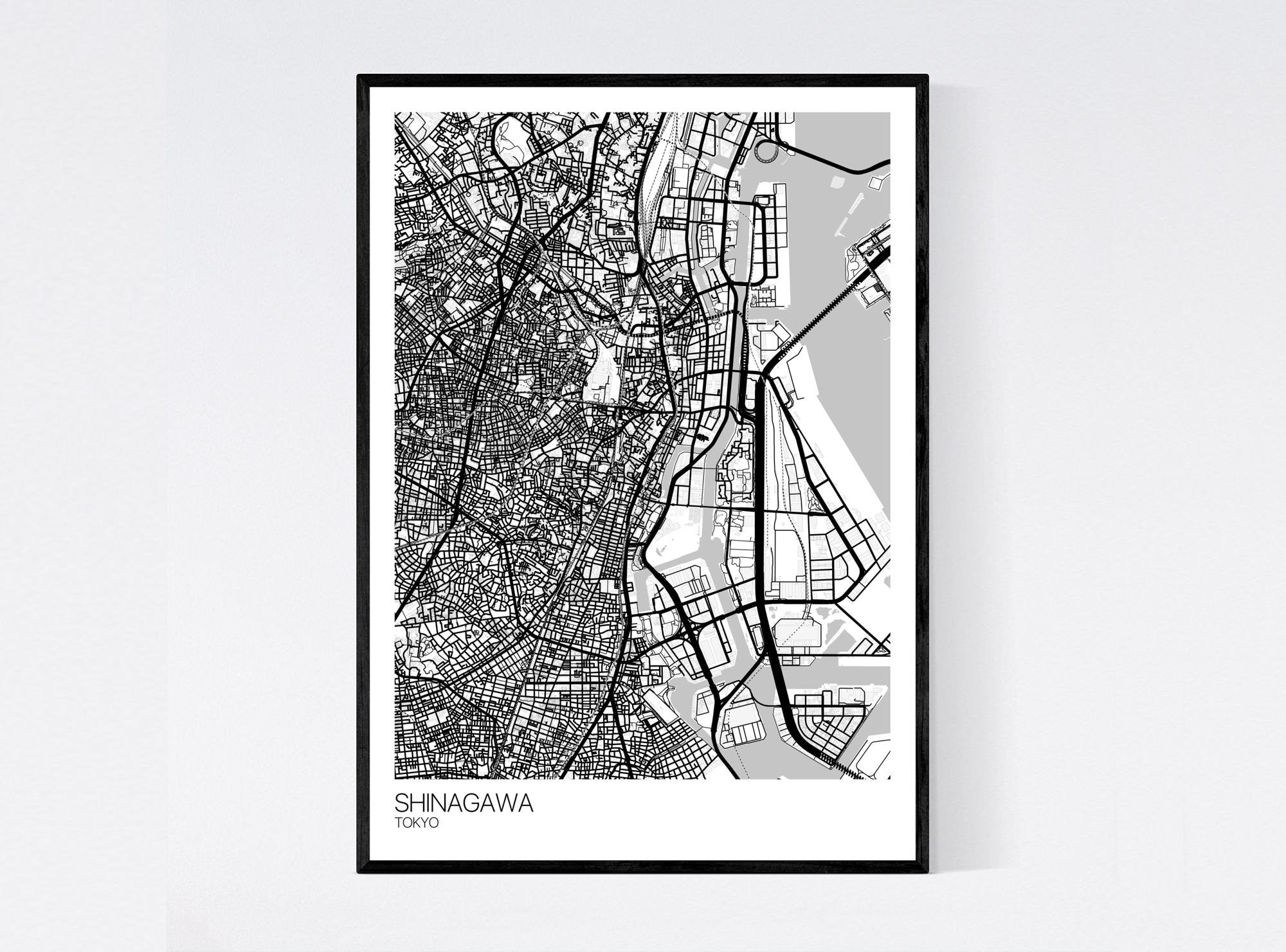 Shinagawa Tokyo Map Print Many Colours Fast Delivery | Etsy