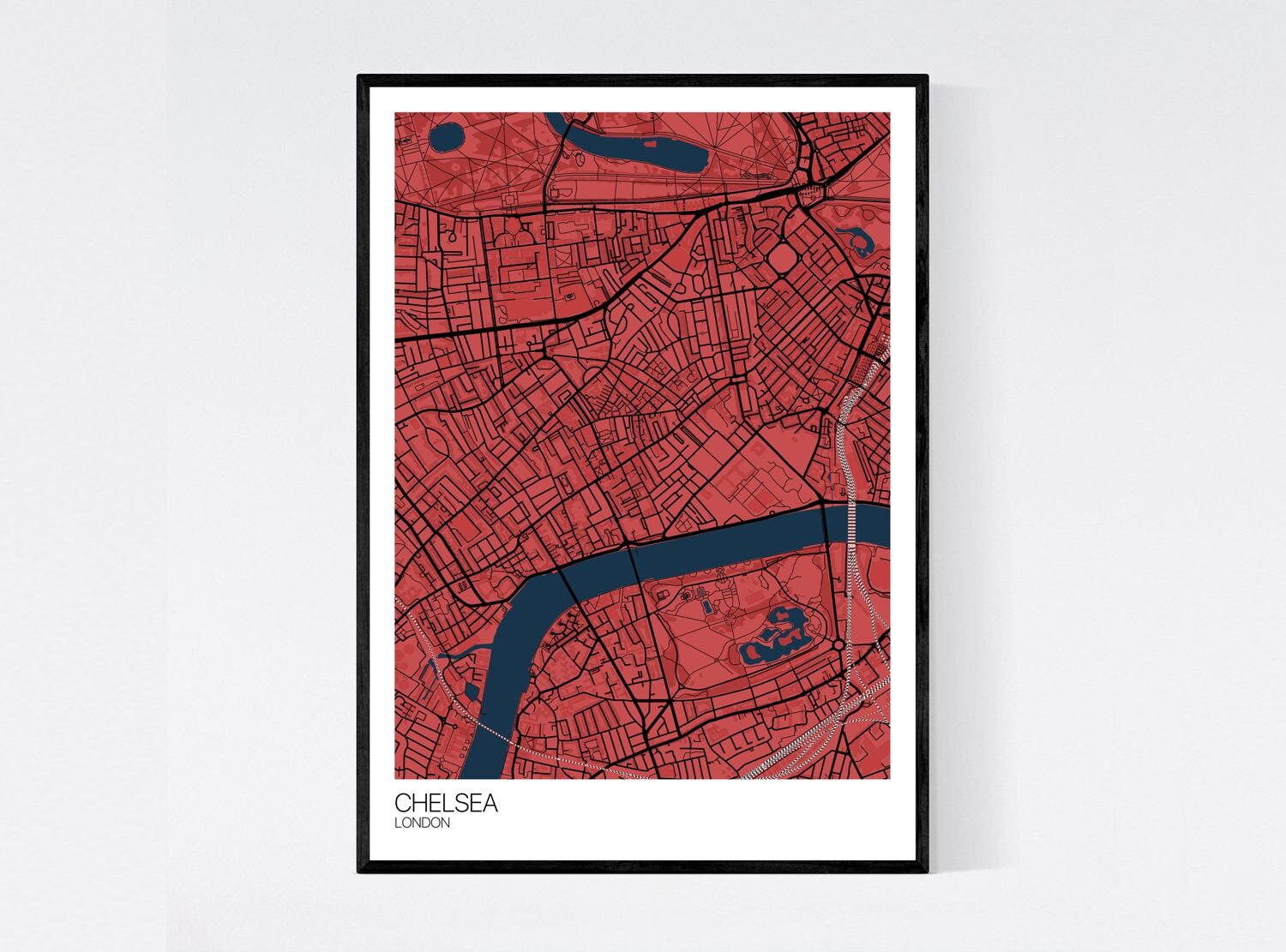 Chelsea London Map Art Print Many Colours 350gsm Art | Etsy