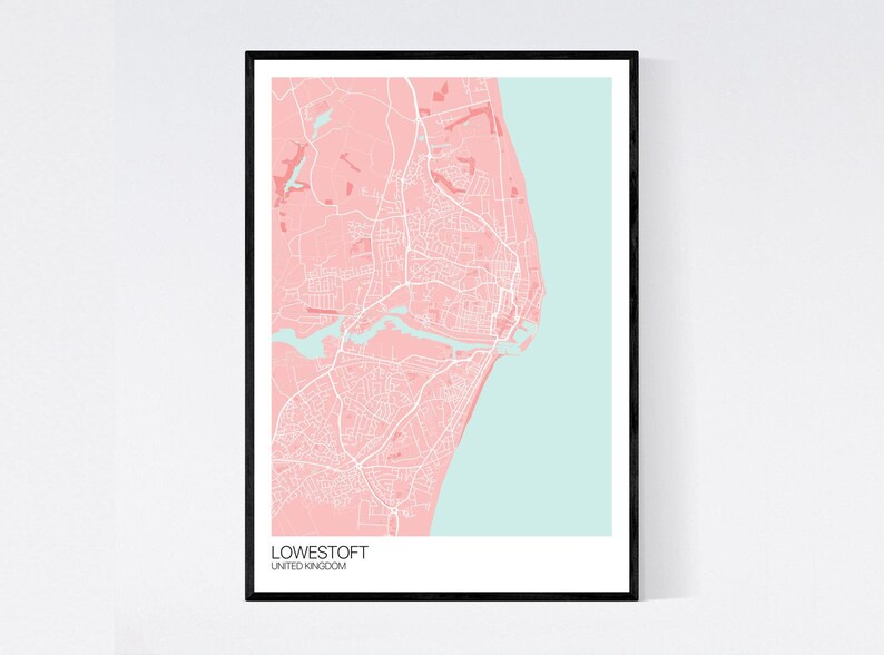 Lowestoft Map Print Many Colours 350gsm Art Quality Paper - Etsy UK
