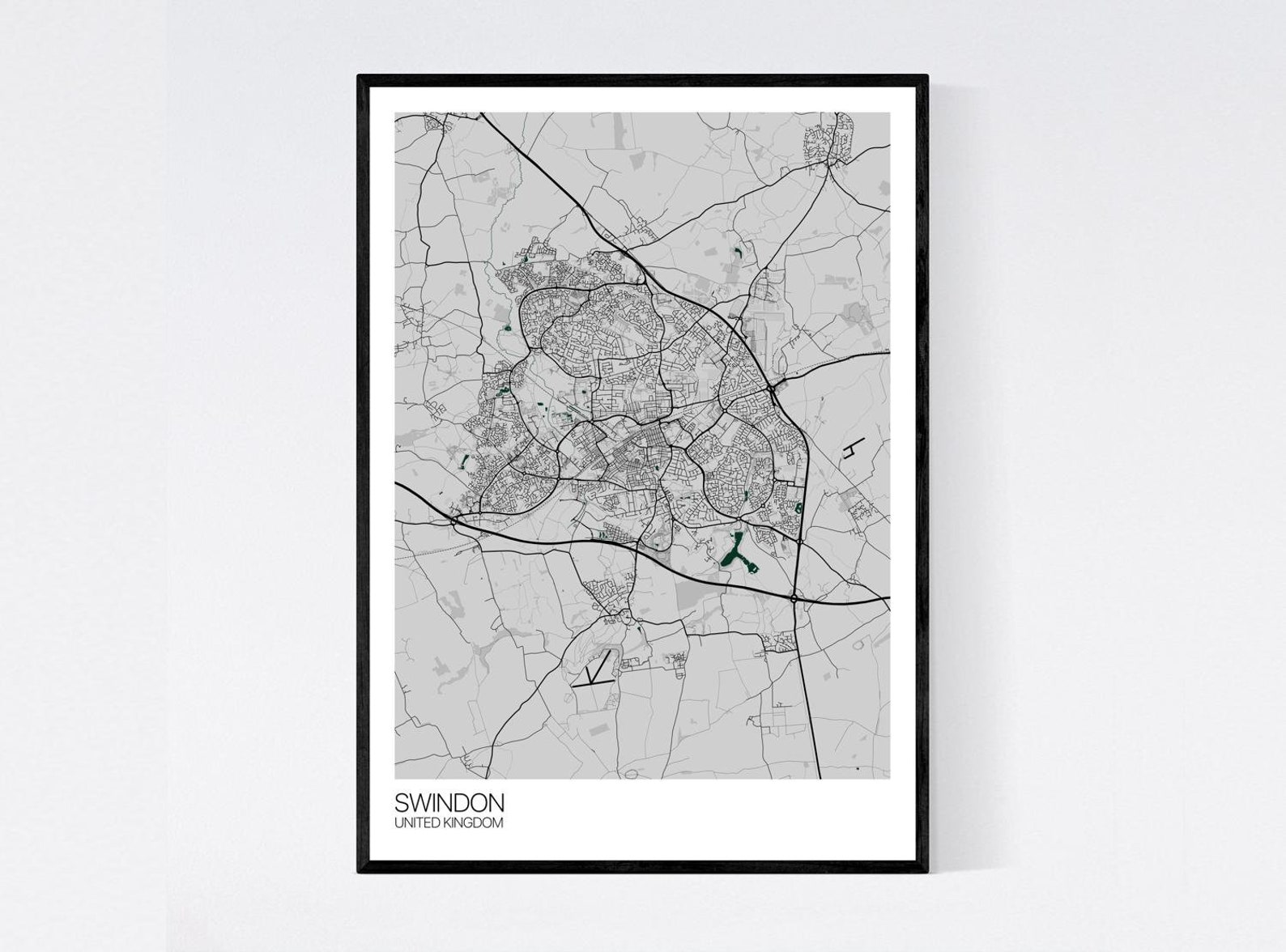 Swindon United Kingdom City Map Art Print Many Colours | Etsy