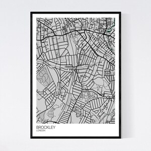 Brockley, London Map Art Print Many Colours 350gsm Art Quality Paper ...