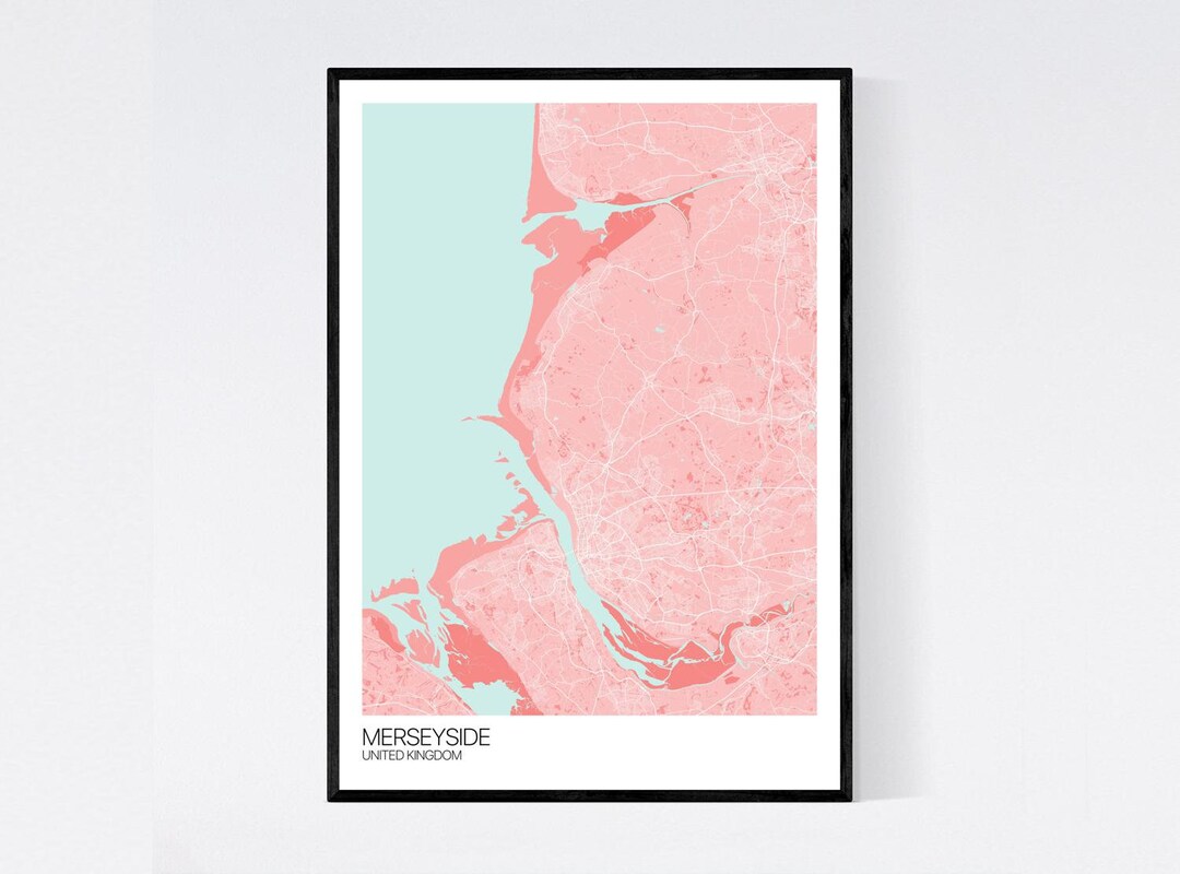 Merseyside, England Map Art Print Many Styles 350gsm Art Quality Paper ...