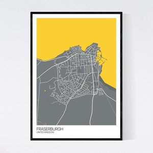 Fraserburgh, Scotland City Map Art Print Many Styles 350gsm Art Quality ...